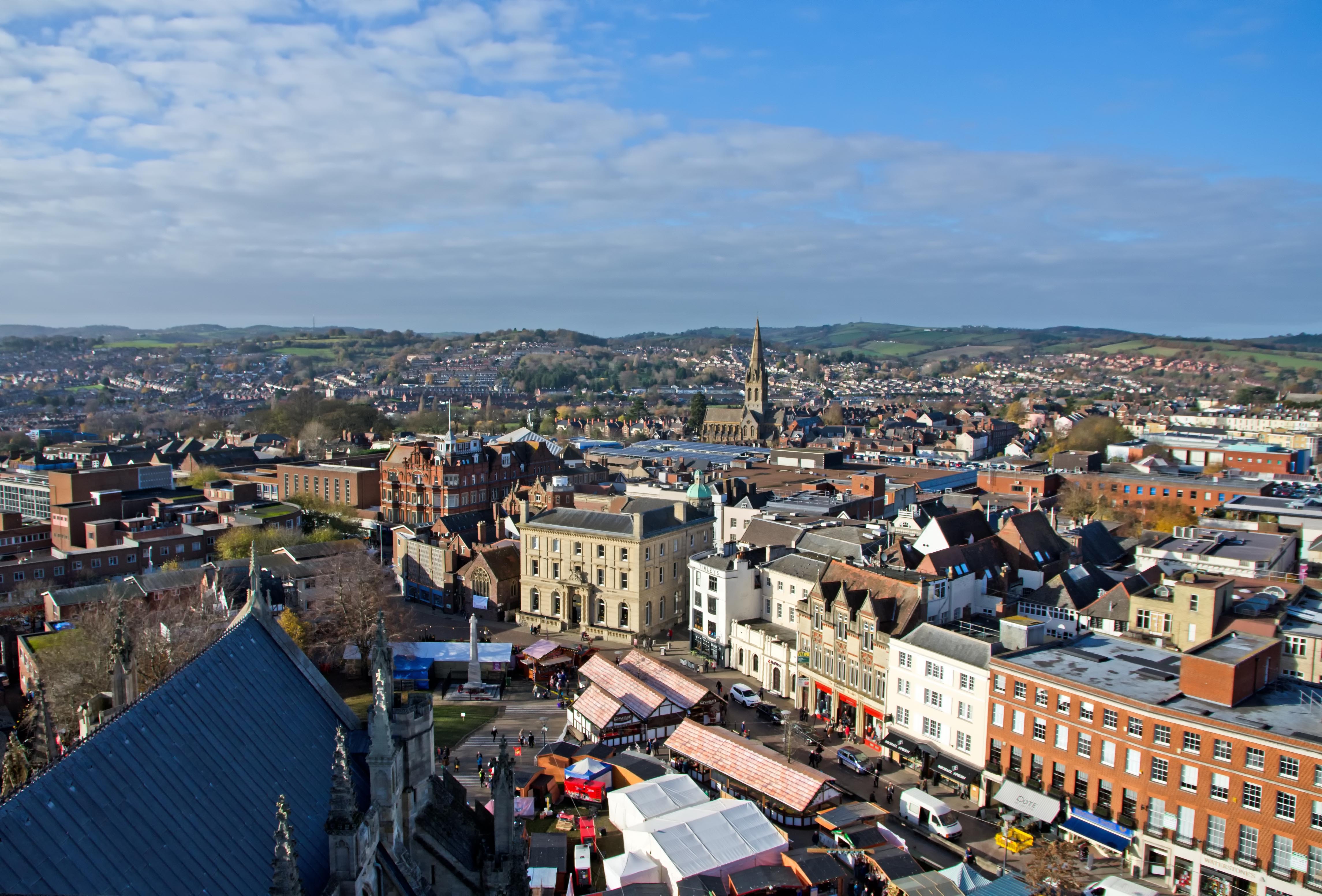 Exeter from the Cathedral | Unique Devon Tours
